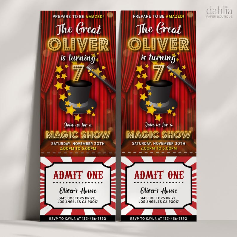 Magic Show Ticket Birthday Invitation, EDITABLE Circus Party Invite ...