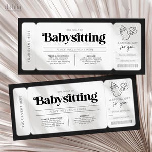 Babysitting Gift Voucher, Editable Babysitting Coupon Template ...