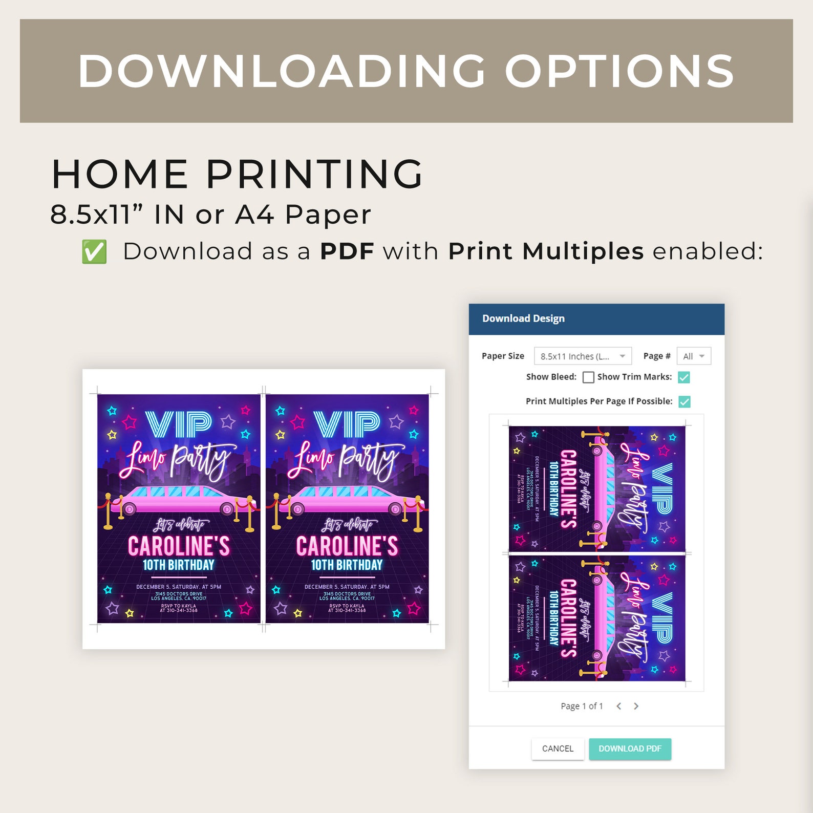 EDITABLE Limo Party Invitation, Pink VIP Limousine Birthday Invite ...