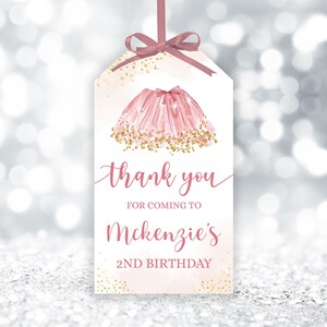 Ballerina Birthday Thank You Gift Tag, EDITABLE She's Tutu Cute Favor ...