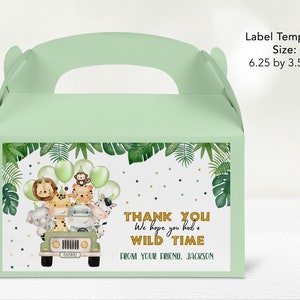 Wild One Gable Box Label Template, Editable Jungle Party Sticker, Boy ...