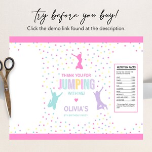 Jump Chip Bag Label Template, Editable Bounce House Chips Wrapper ...