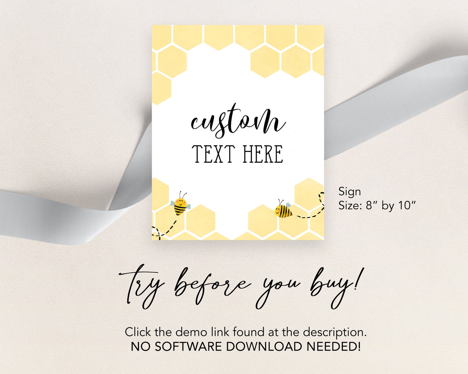Bee Baby Shower Custom Sign, Editable Bee Baby Shower Own Text Sign ...