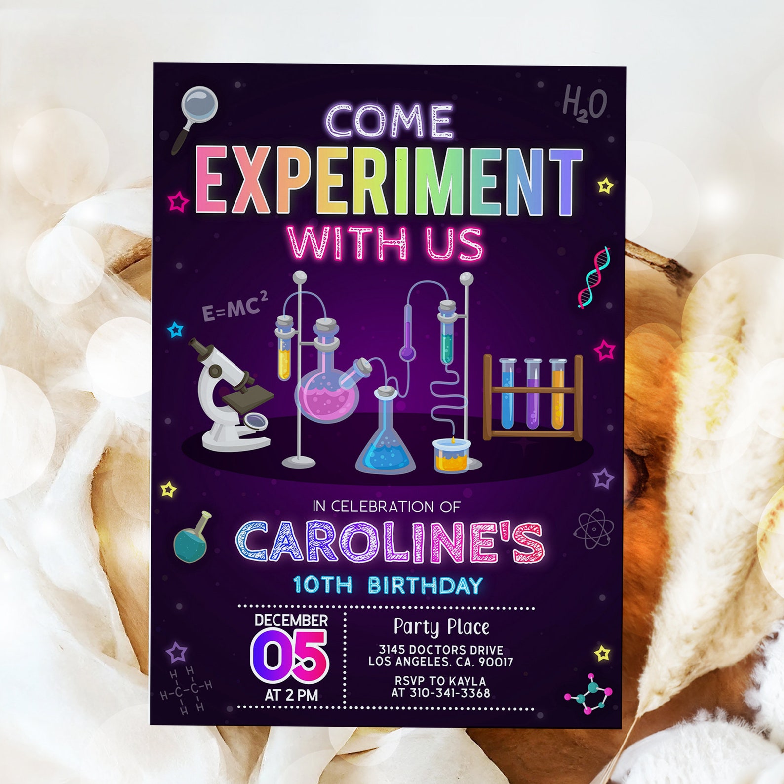 EDITABLE Mad Science Birthday Invitation, Girl Scientist Party Invite ...