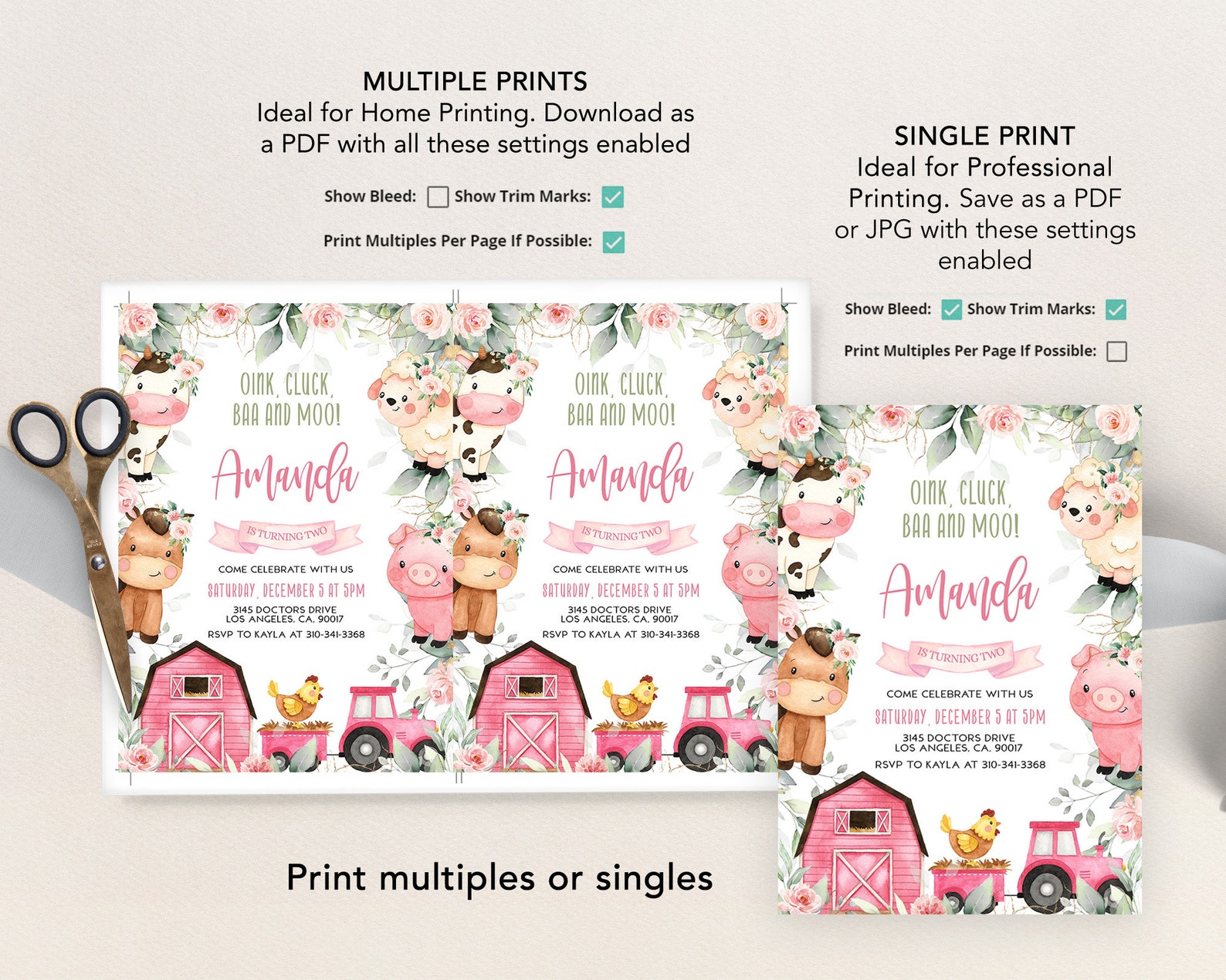 EDITABLE Farm Birthday Invitation Barn Animals Party Invite - Etsy