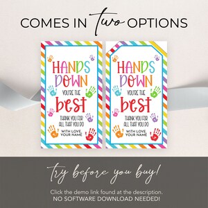 Hands Down You Are the Best Gift Tag, Editable Appreciation Week Gift ...