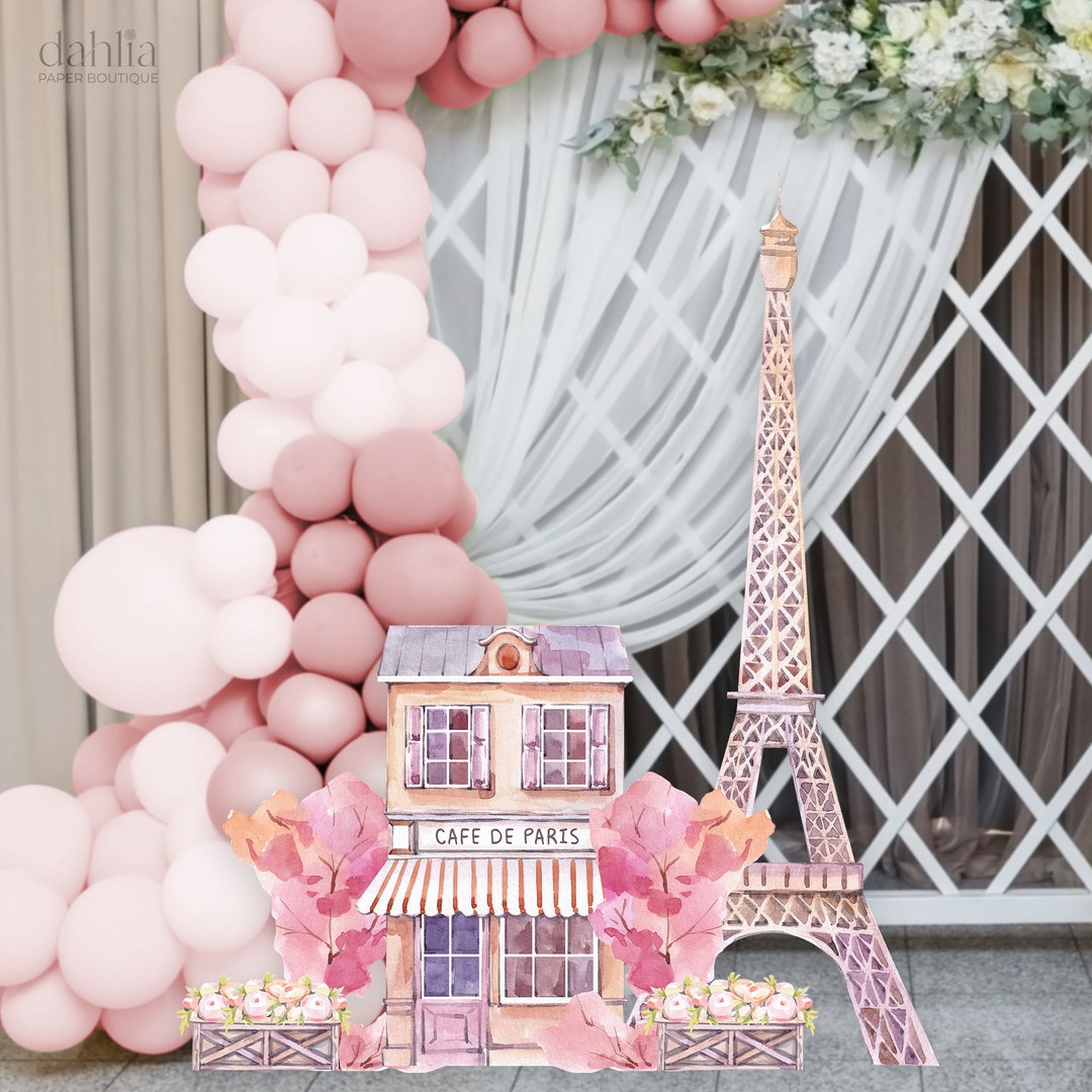 Paris Big Decor Cutout, Pink French Birthday, Eiffel Tower Party ...