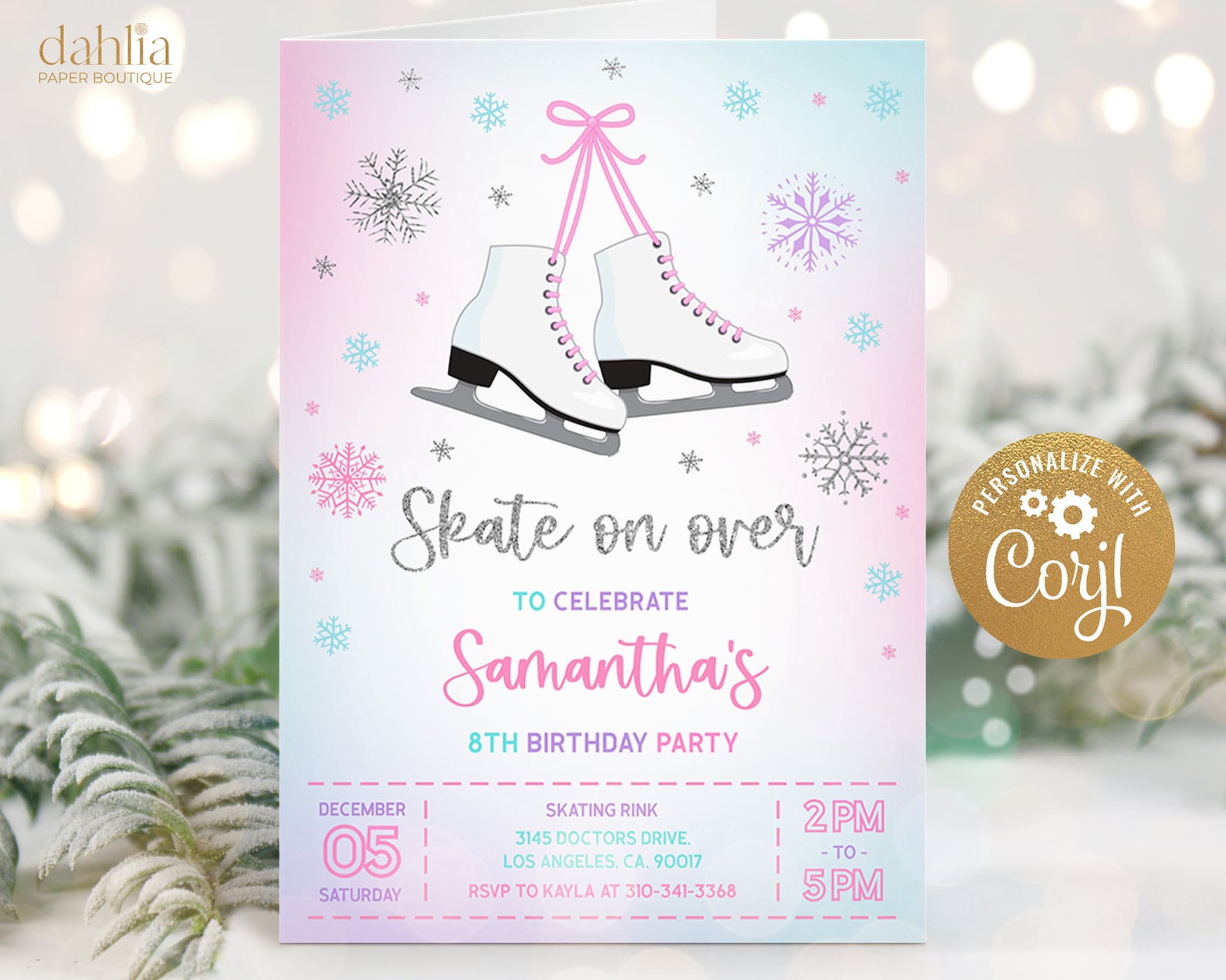 Ice Skating Birthday Invitation EDITABLE Winter Skate Party - Etsy