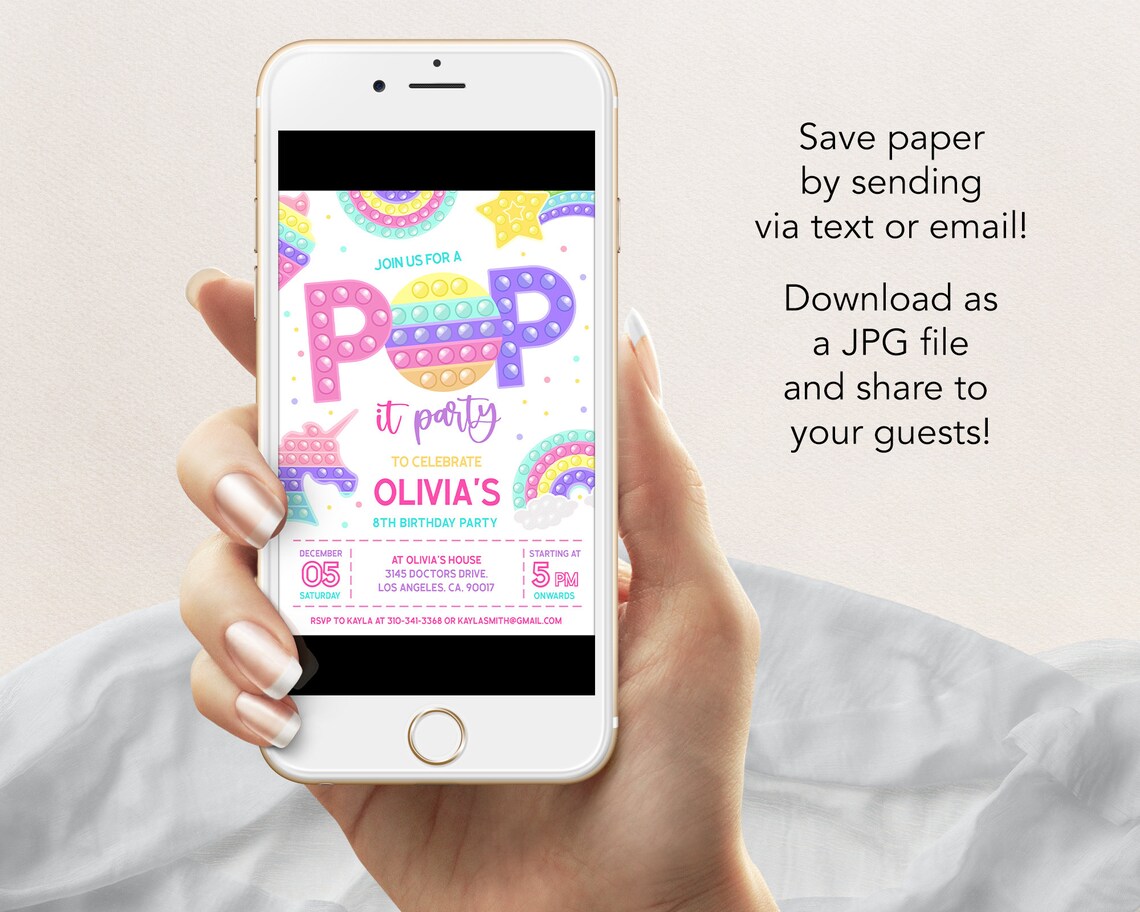 EDITABLE Pop It Birthday Invitation Pop It Party Invitation | Etsy