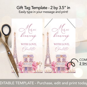 Paris First Birthday Thank You for Coming Gift Tag, Editable French ...