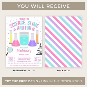 EDITABLE Science Birthday Invitation, Girl Science Party Invitation ...