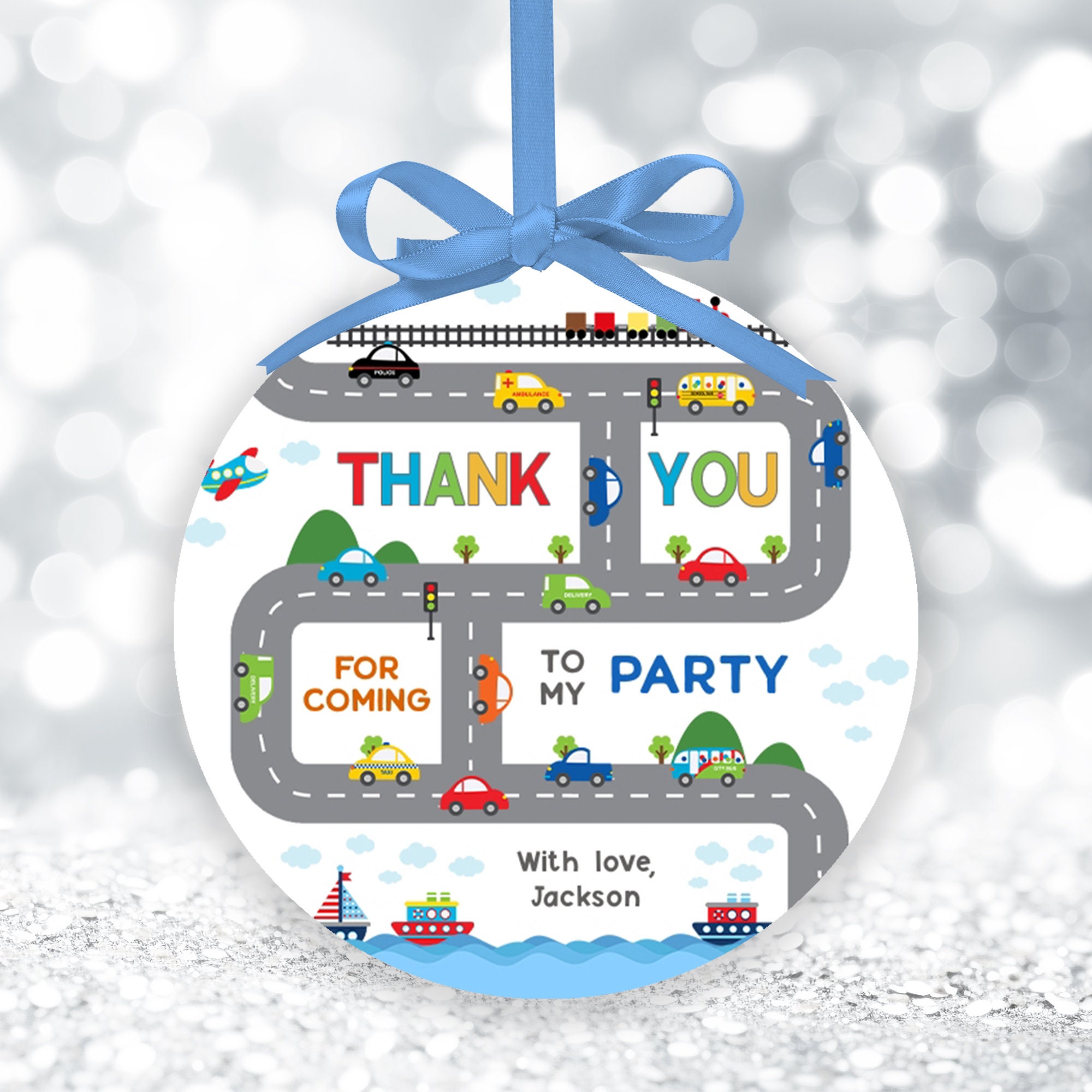 Modern Transportation Birthday Thank You Tag, EDITABLE Vehicle Party ...