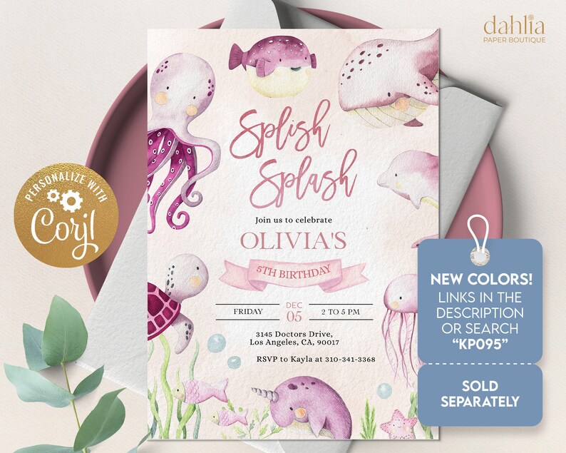 Under the Sea Food Labels Template, Ocean Animals Party Place Card ...