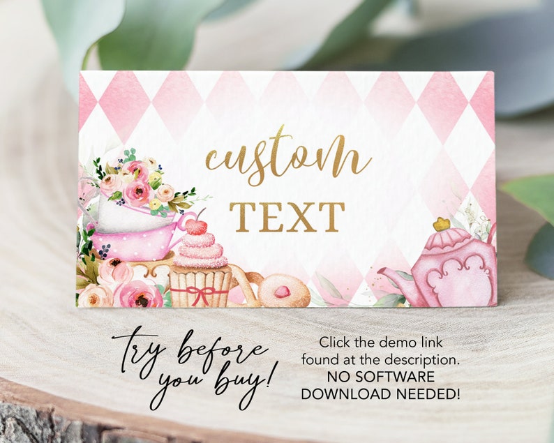 Tea Party Food Labels Template Pink and Gold Par-tea Place - Etsy
