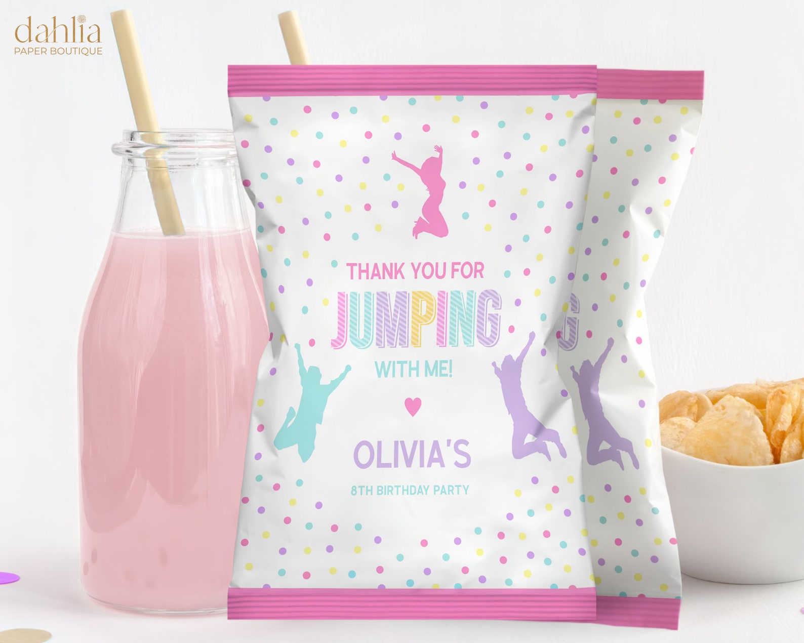 Jump Chip Bag Label Template Editable Bounce House Chips - Etsy