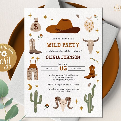 Editable Bull Rodeo Birthday Invitation Cowboy Birthday Party - Etsy