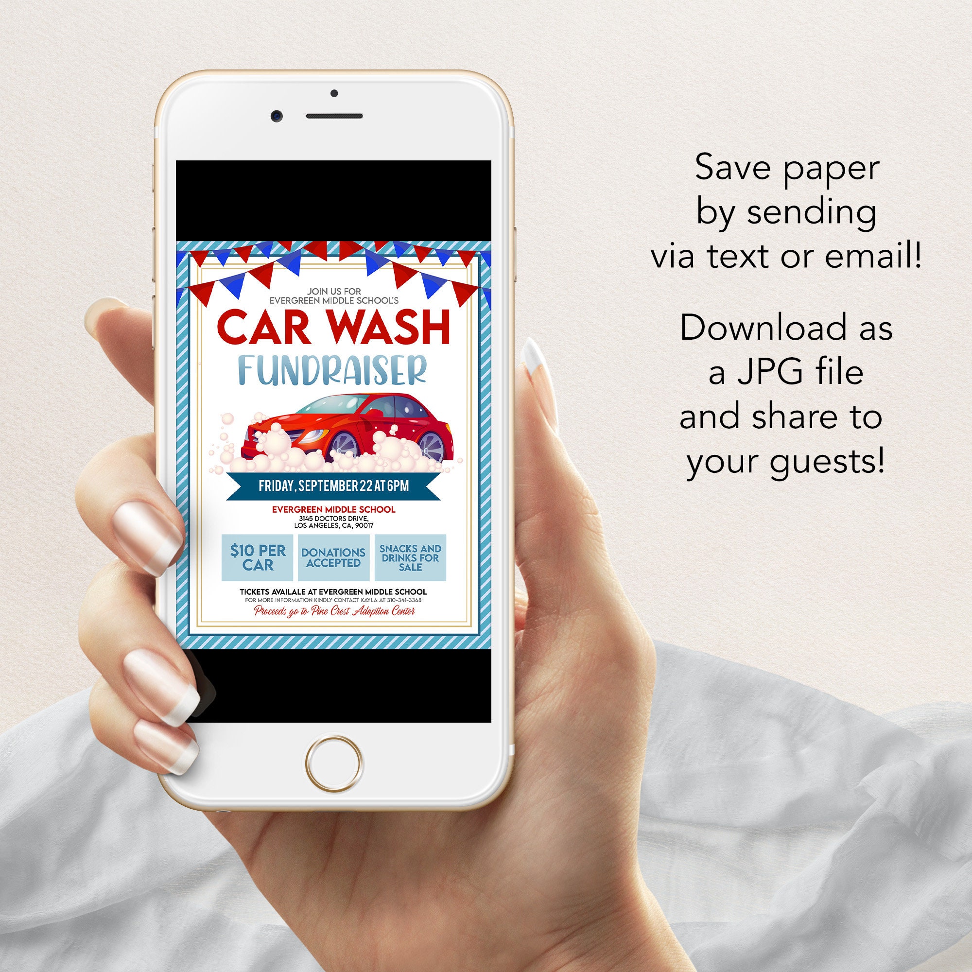 Editable Car Wash Fundraiser Flyer, Car Wash Advertisement, PTA PTO ...