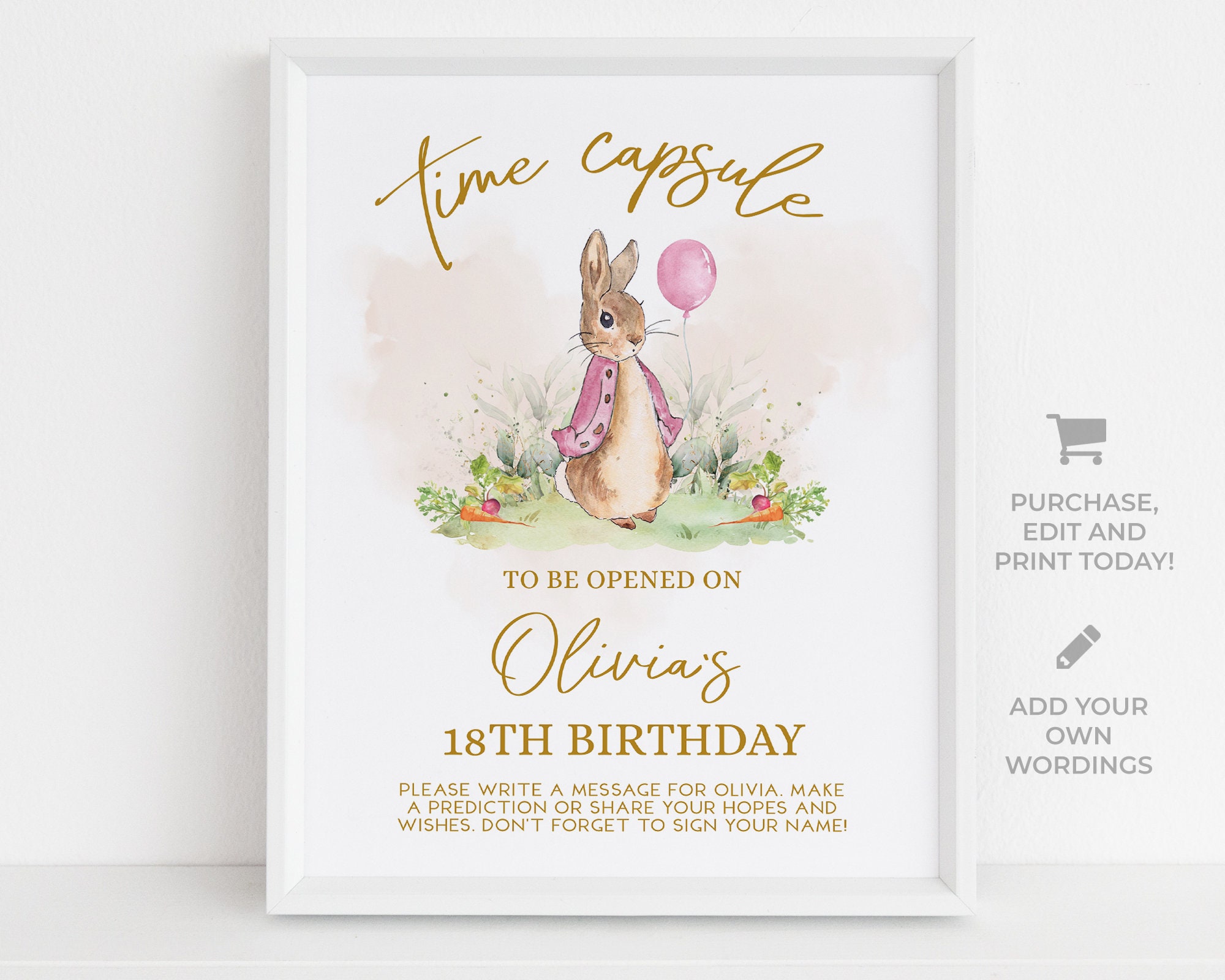 Time Capsule Template, Peter Rabbit Birthday Time Capsule, Flopsy Bunny ...