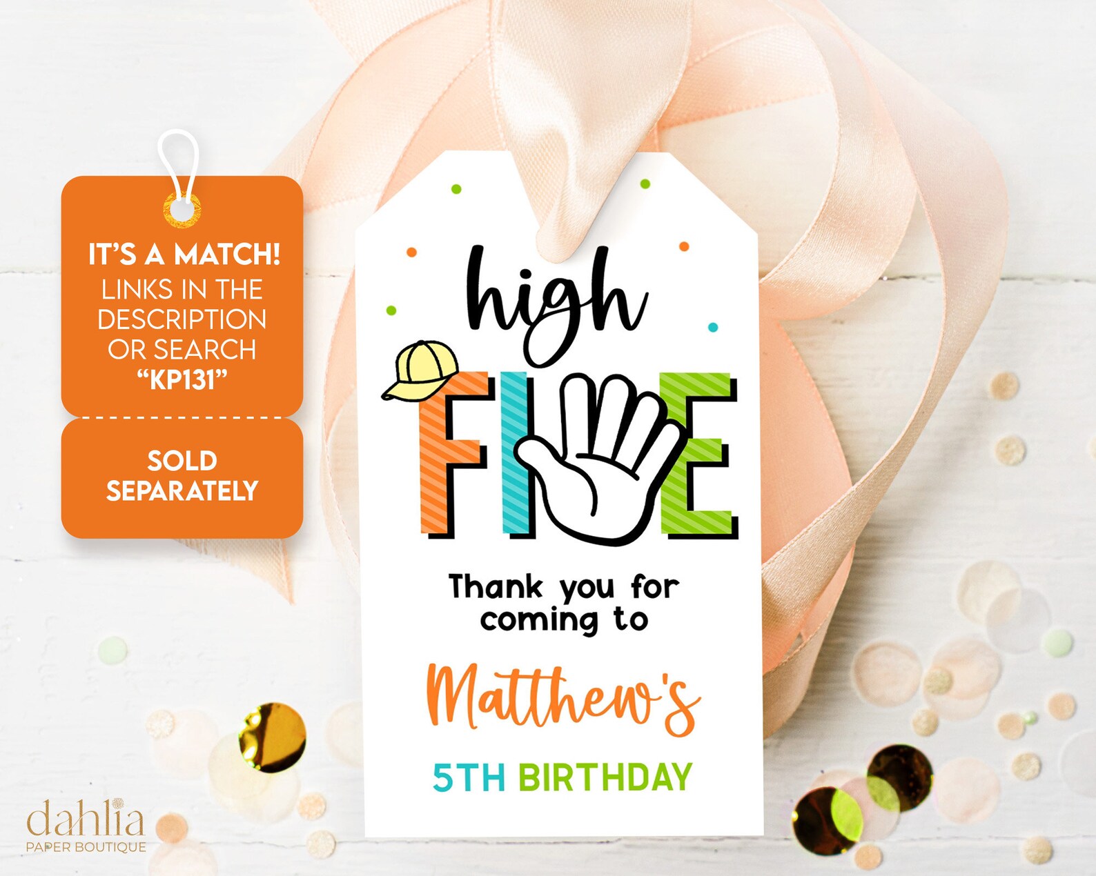 High Five Birthday Invitation With Photo, Editable Hi Five Invite ...