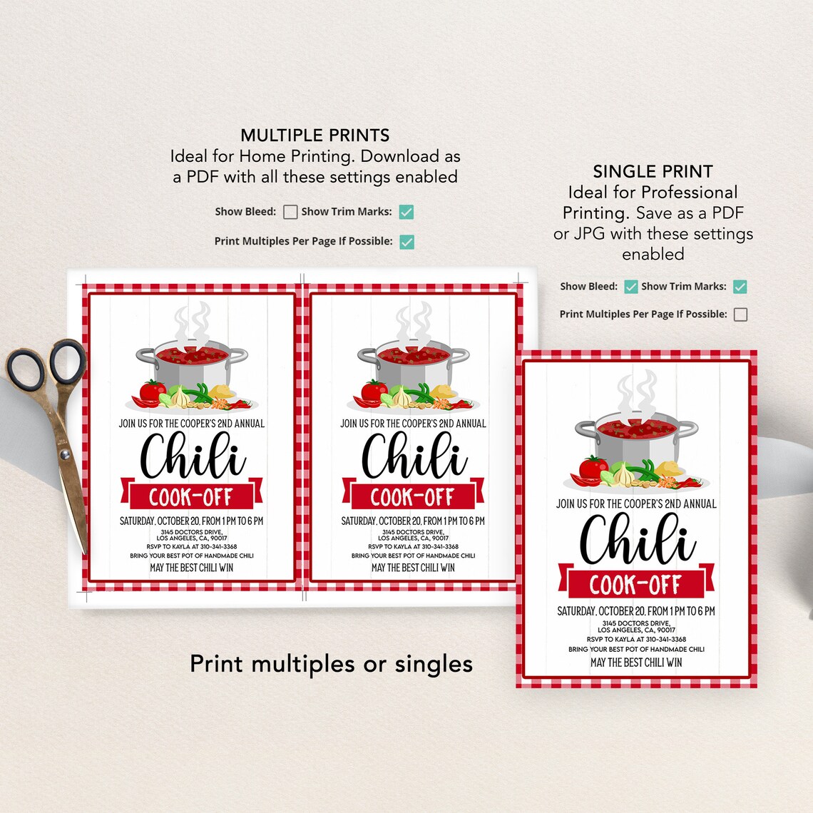 Chili Cookoff Invitation, Editable Chili Tasting Contest Competiton ...