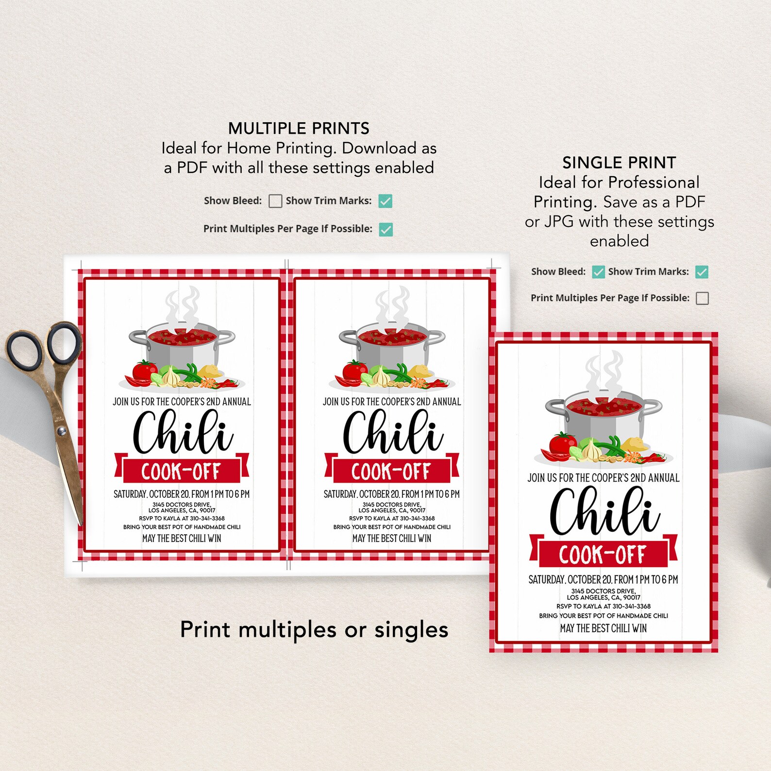 Chili Cookoff Invitation, Editable Chili Tasting Contest Competiton ...