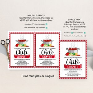 Chili Cookoff Invitation, Editable Chili Tasting Contest Competiton ...