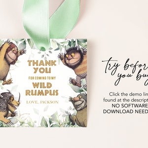Where the Wild Things Are Birthday, Thank You for Coming Gift Tag ...