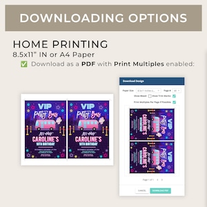 VIP Party Bus Invitation, EDITABLE Pink Limo Party Invite, Rock Star ...