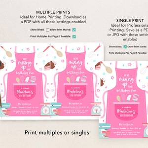 EDITABLE Baking Birthday Invitation, Kitchen Party Invite Template ...