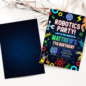 Robotics Birthday Invitation, EDITABLE Robots Party Invite, Boys Neon ...