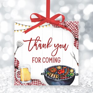 Summer Cookout Thank You Gift Tag, EDITABLE Red Gingham Backyard Party ...