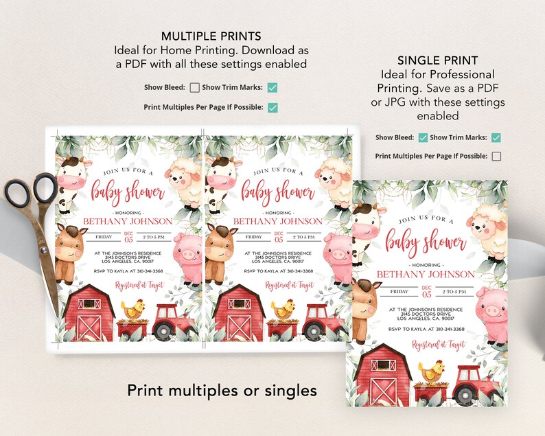 Farm Baby Shower Bundle EDITABLE Barn Animals Baby Shower - Etsy