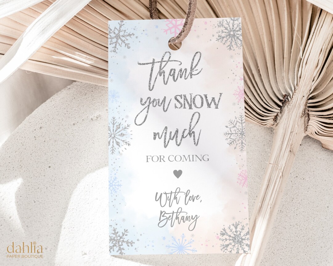 Winter Gender Reveal Party Favor, Editable Thank Your for Coming Gift ...