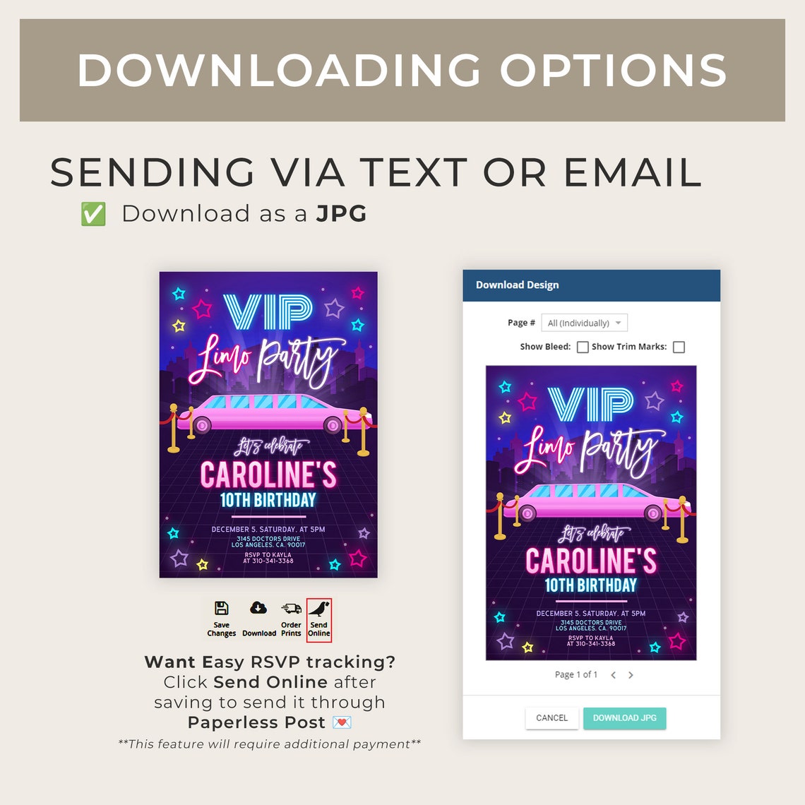 EDITABLE Limo Party Invitation, Pink VIP Limousine Birthday Invite ...