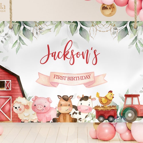 Farm Birthday Backdrop EDITABLE Barn Animals Party Decor - Etsy Australia