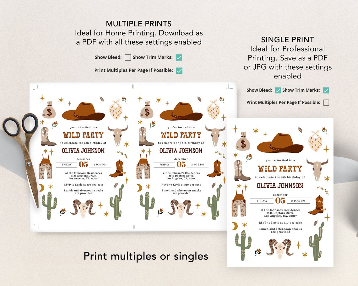 Wild West Modern Birthday Invitation EDITABLE Cowboy Rodeo - Etsy