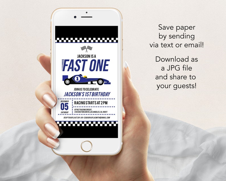 Fast One First Birthday Invitation Template Editable Race Car - Etsy