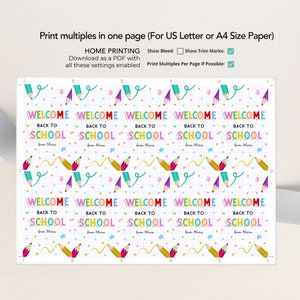 Welcome Back to School Favor Tags, EDITABLE First Day of School Gift ...