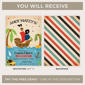 EDITABLE Pirate Birthday Invitation, Pirate Boy Party, Shipwreck Invite ...