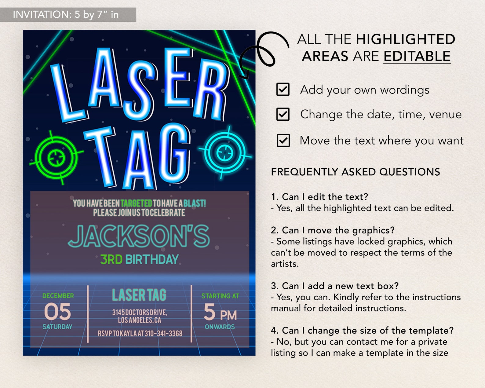 EDITABLE Laser Tag Birthday Invitation Laser Tag Party - Etsy