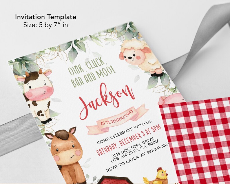 EDITABLE Farm Birthday Invitation Barn Animals Party Invite - Etsy