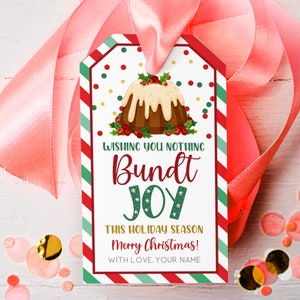 Christmas Bundt Cake Gift Tag, Wishing You Nothing Bundt Joy, Thank You ...