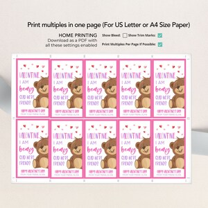 EDITABLE I'm Beary Glad We're Friends Valentines Day Tag, Teddy Bear ...