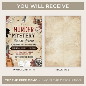 Murder Mystery Dinner Party Invitation, EDITABLE Adult Cocktail Party ...