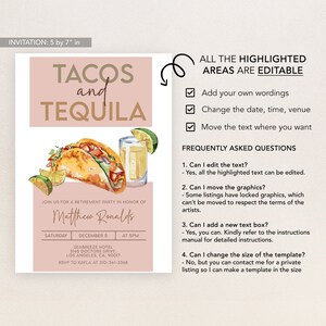 Tacos and Tequila Retirement Invitation, Editable Adult Party Invite ...