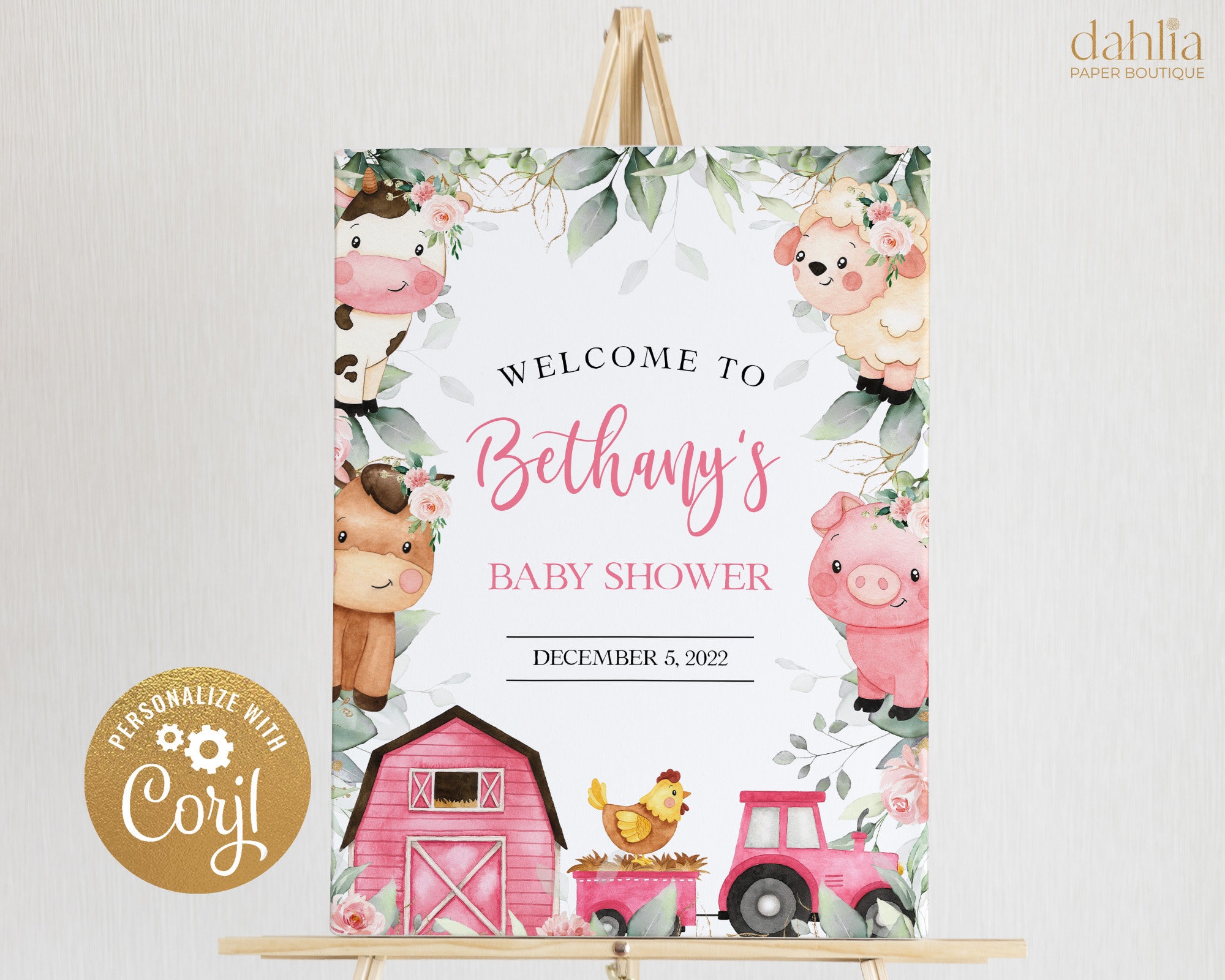 EDITABLE Farm Baby Shower Welcome Sign, Barn Animal Baby Sprinkle Party ...