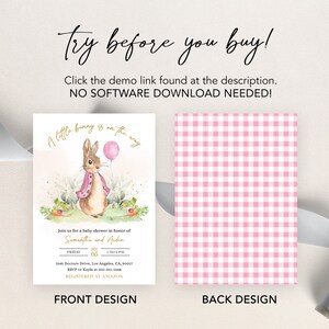 Peter Rabbit Baby Shower Invitation Template Set EDITABLE - Etsy