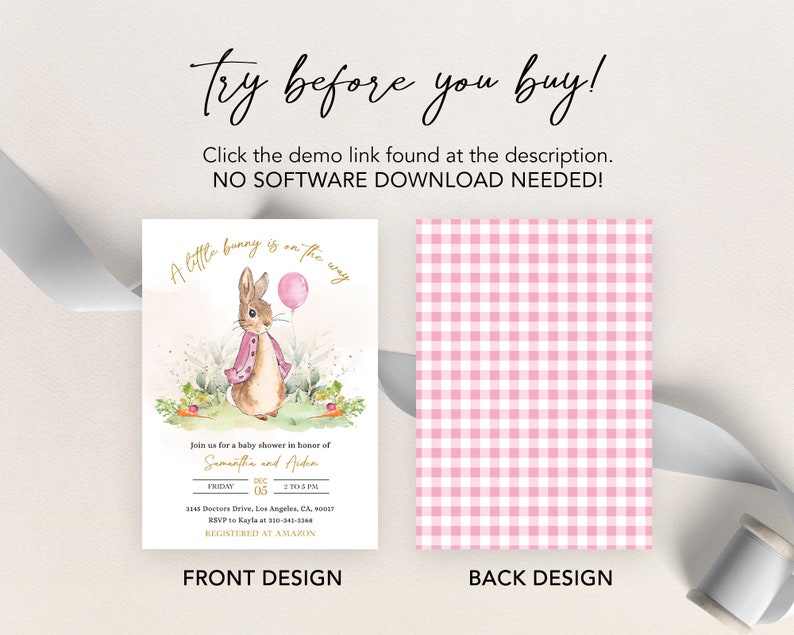 Peter Rabbit Baby Shower Invitation Template Set EDITABLE | Etsy