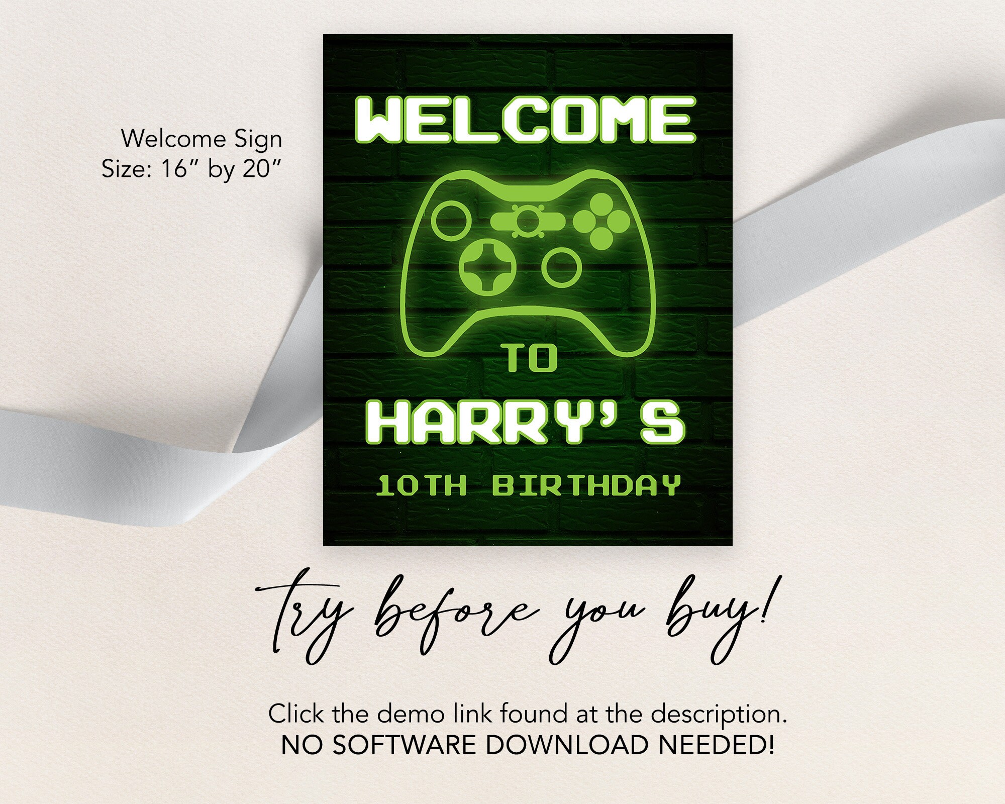 Video Game Birthday Welcome Sign EDITABLE Gamer Party Decor - Etsy