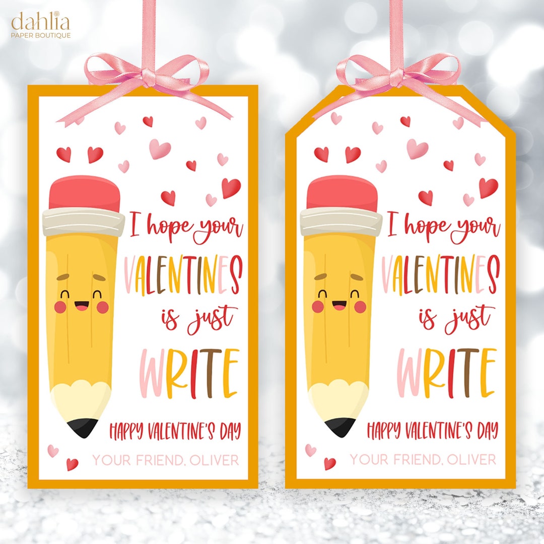 Editable Pencil Valentine Tag Template, Valentines is Just Write, Note ...